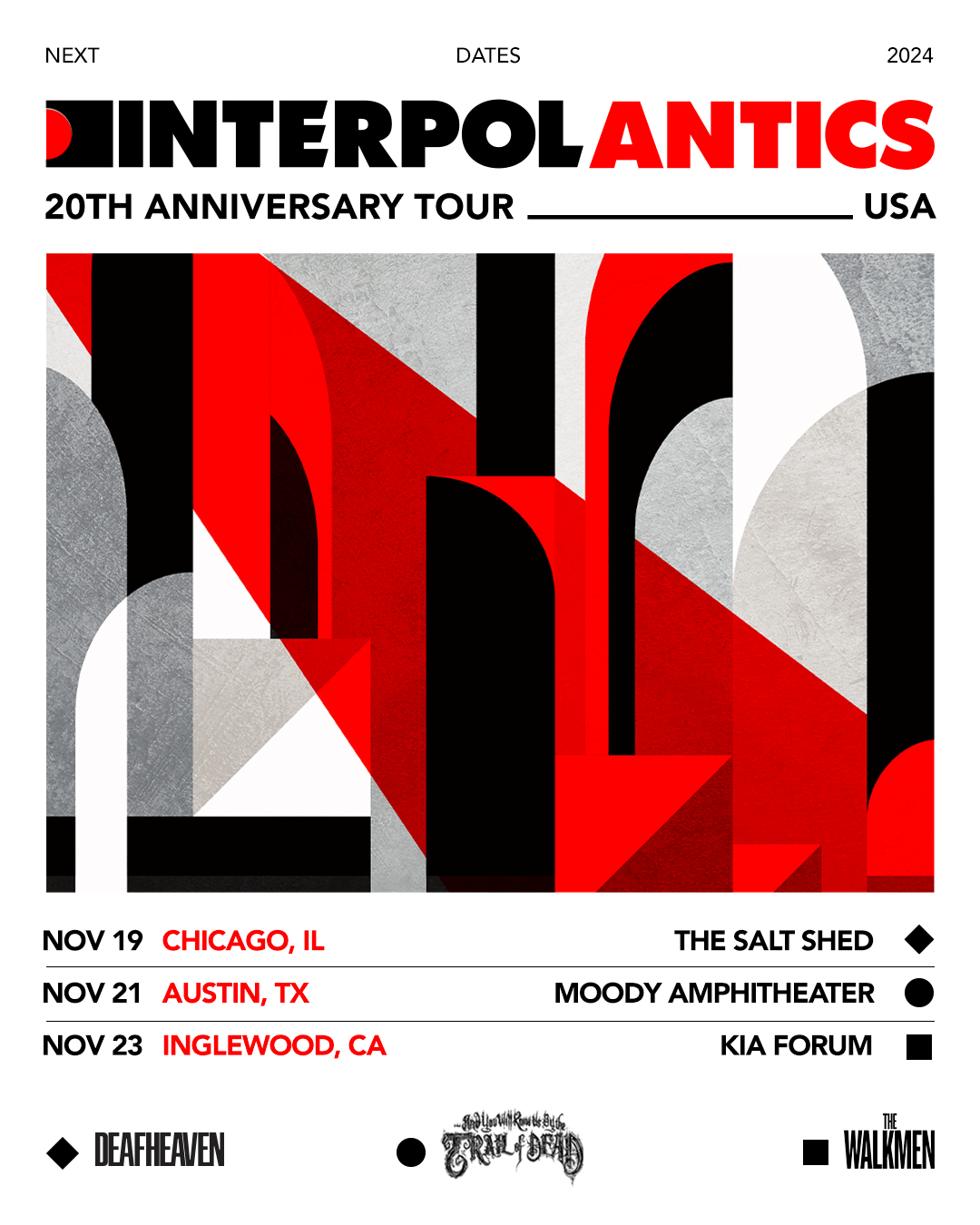 Interpol 20th Anniversary 'Antics' Tour: US Dates with Special Guests ...